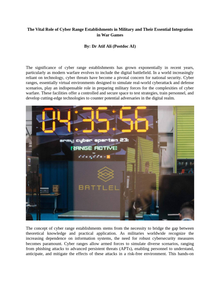 The Vital Role of Cyber Range Establishments in Military and Their ...