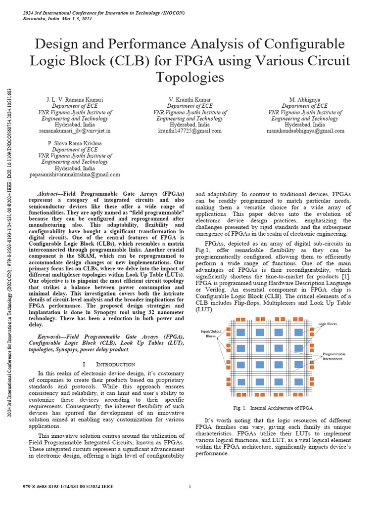 Design and Performance Analysis of Configurable Logic Block CLB For ...