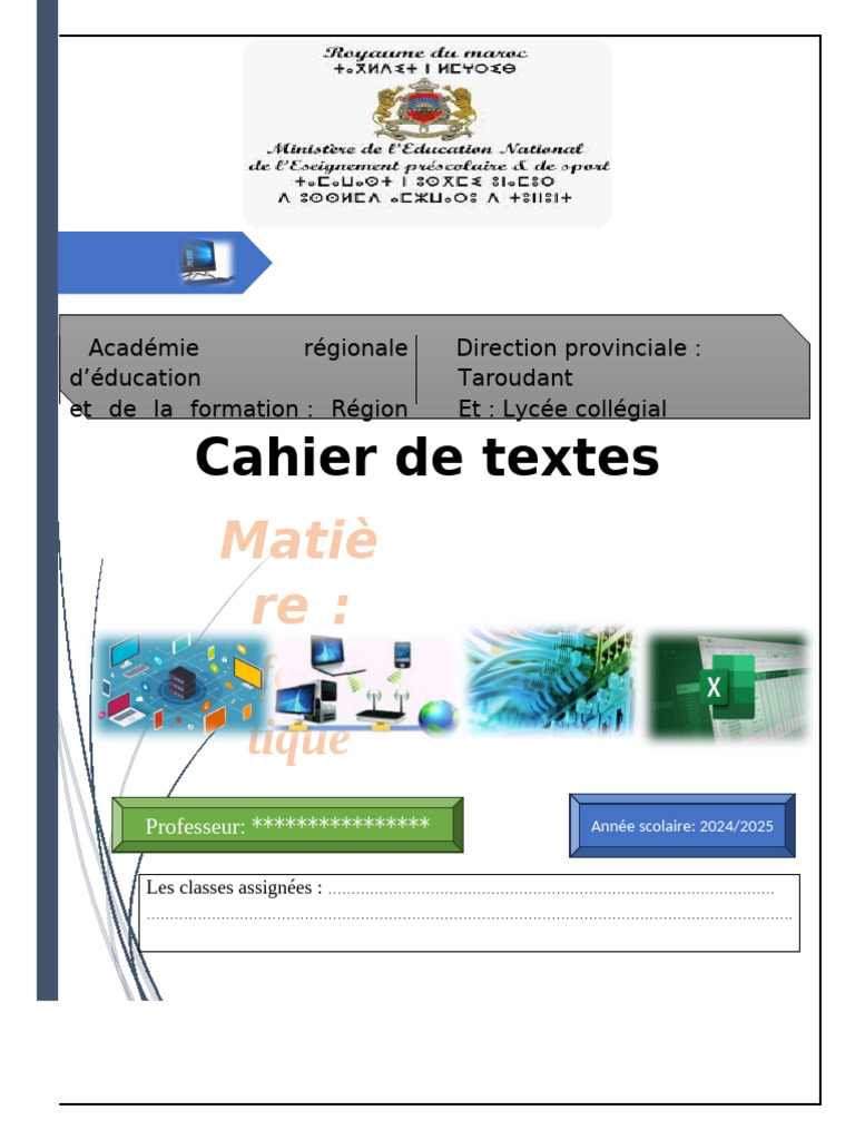 Cahier de textes Informatique 2024-2025 | PDF