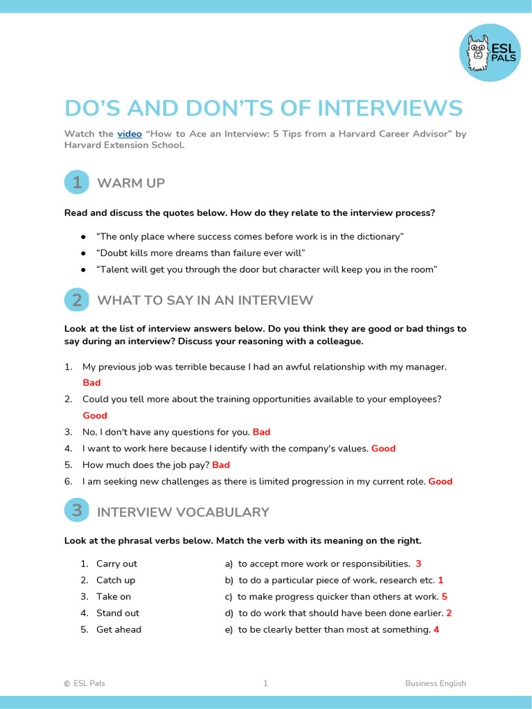 TV The Dos and Donts of Interviews | PDF