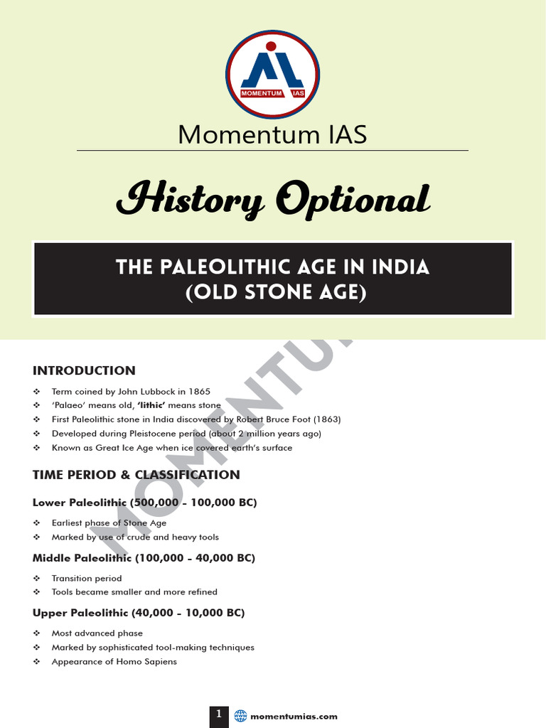 Paleolithic Age and It's Site | PDF | Paleolithic | Stone Age
