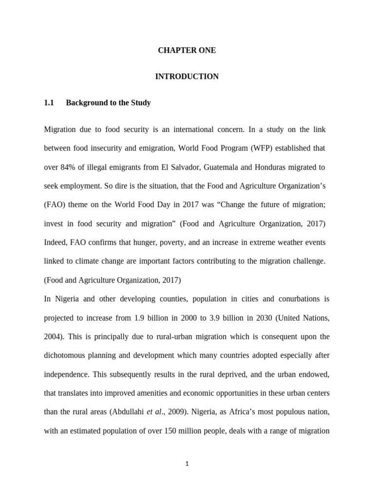Implication of Rural Urban Migration On Food Security in Kogi State ...
