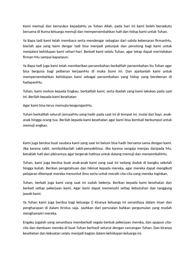 Kami Memuji Dan Bersyukur Kepadamu Ya Tuhan Allah | PDF