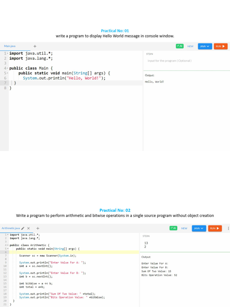 OOPs With Java Practicals | PDF