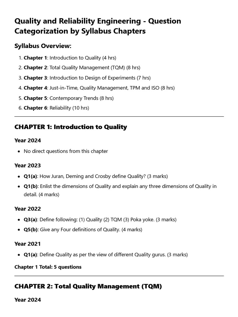 Qre Questions Categorization | PDF | Reliability Engineering | Systems Thinking