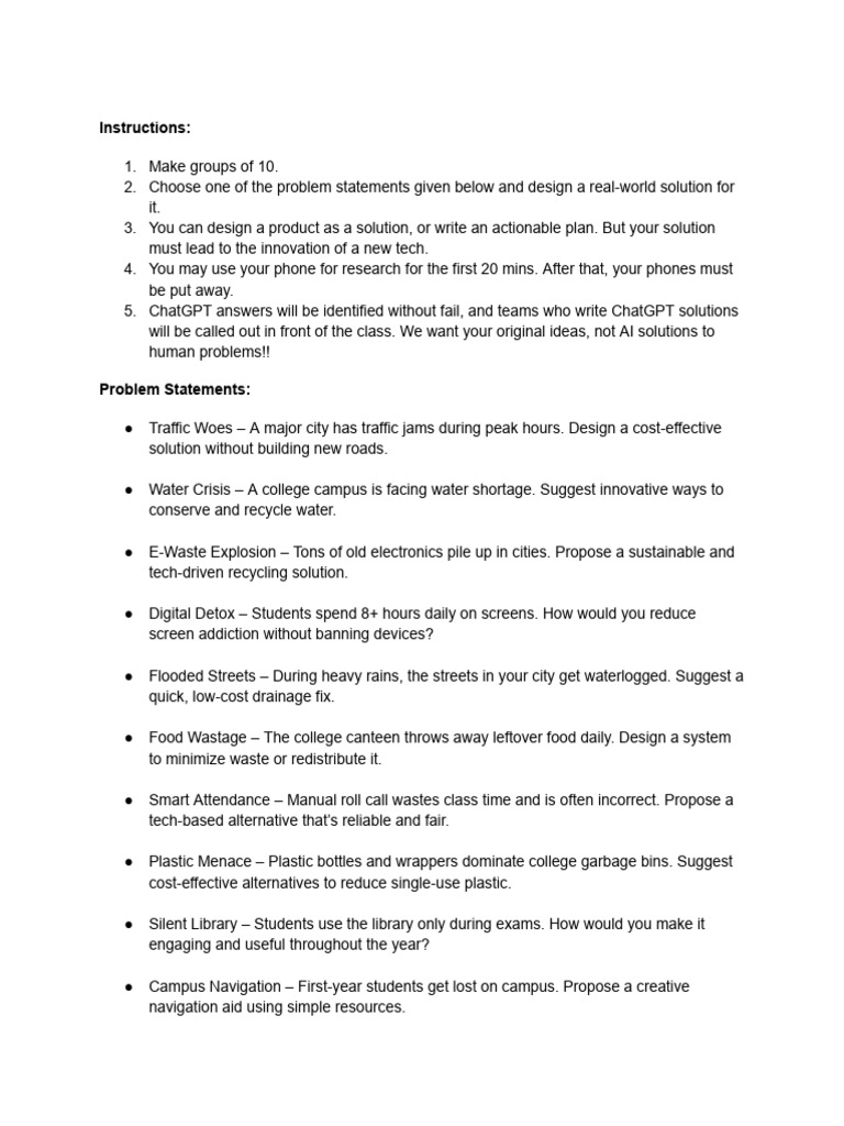 Problem Statements | PDF