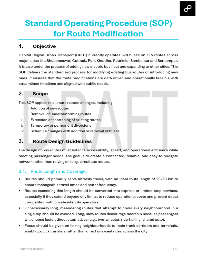 Route Modification SOP for CRUT Buses | PDF | Bus | Transport