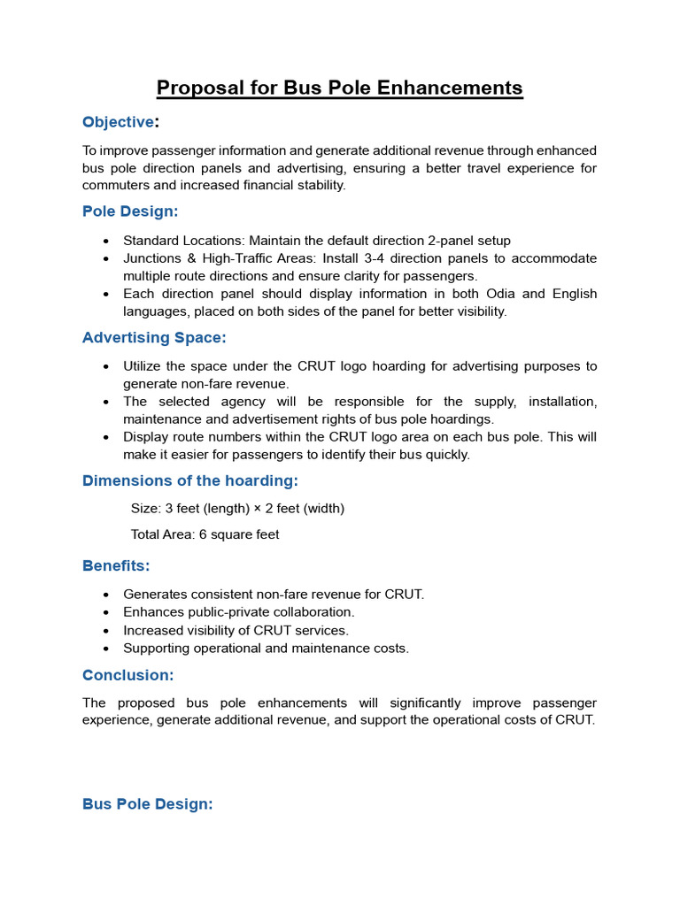 A Proposal For Bus Pole Enhancements | PDF