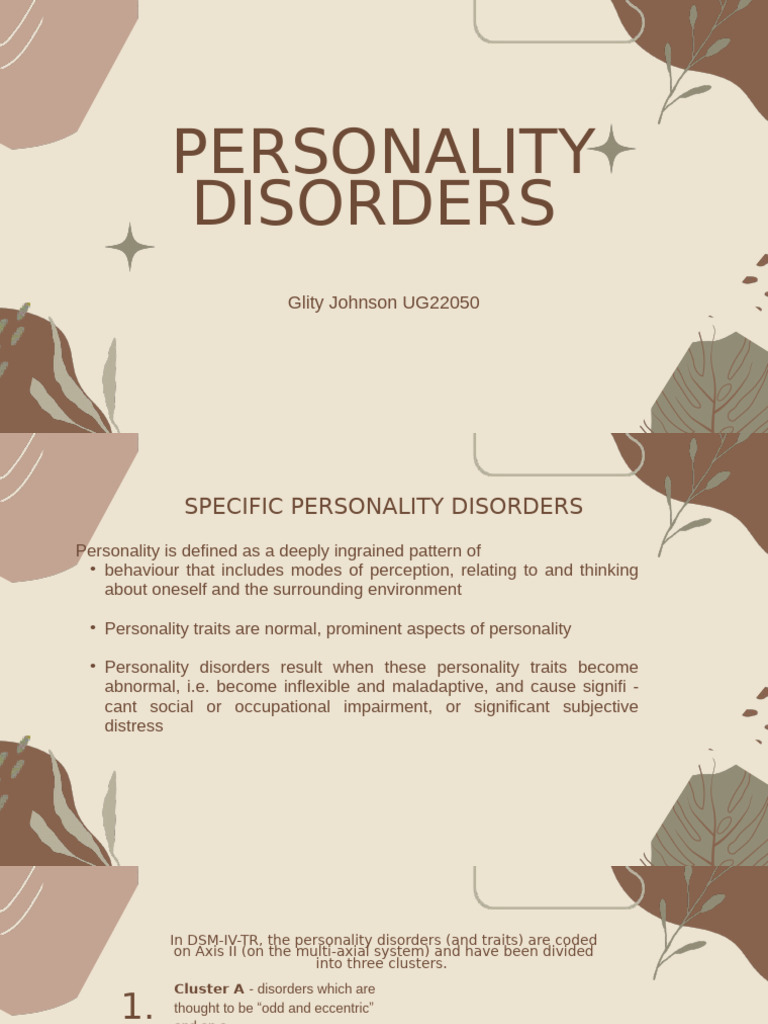 Overview of Personality Disorders | PDF | Personality Disorder | Mental ...