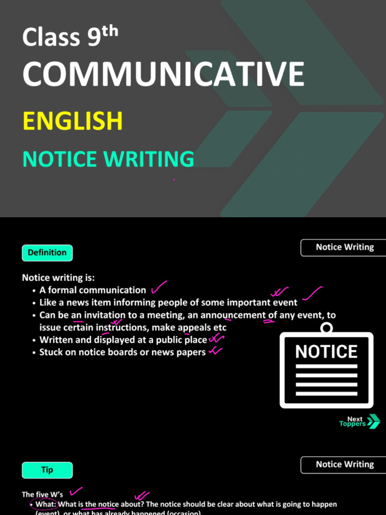 Notice Writing | PDF