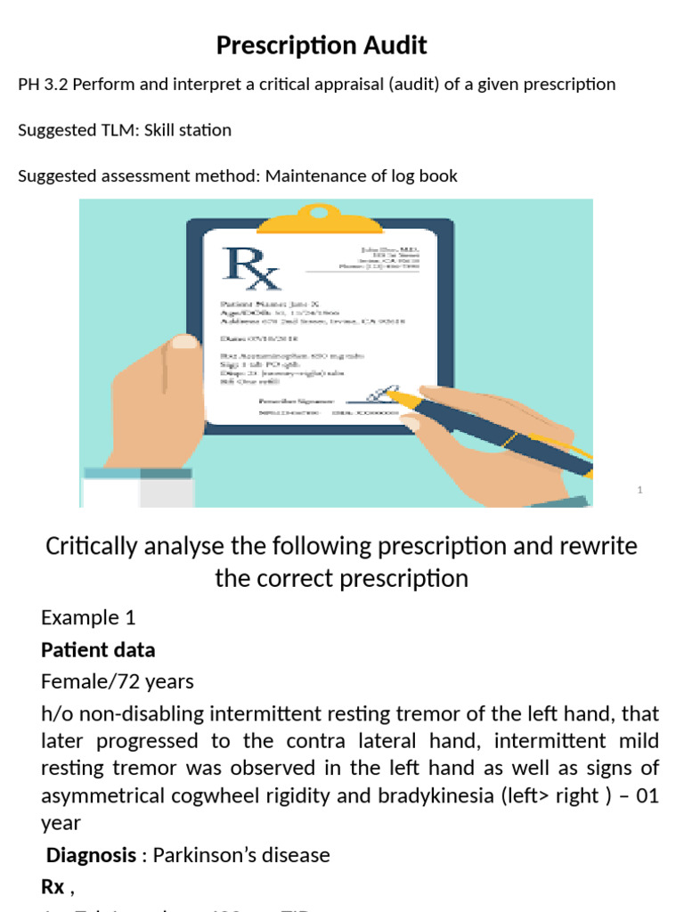 PH 3.2 Prescription Audit Student | PDF | Medical Prescription | Pharmacology