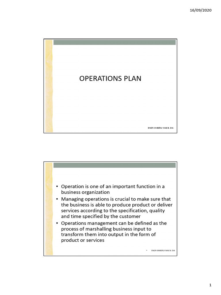 3 Operations Plan 09152020 | PDF | Expense | Labour Economics