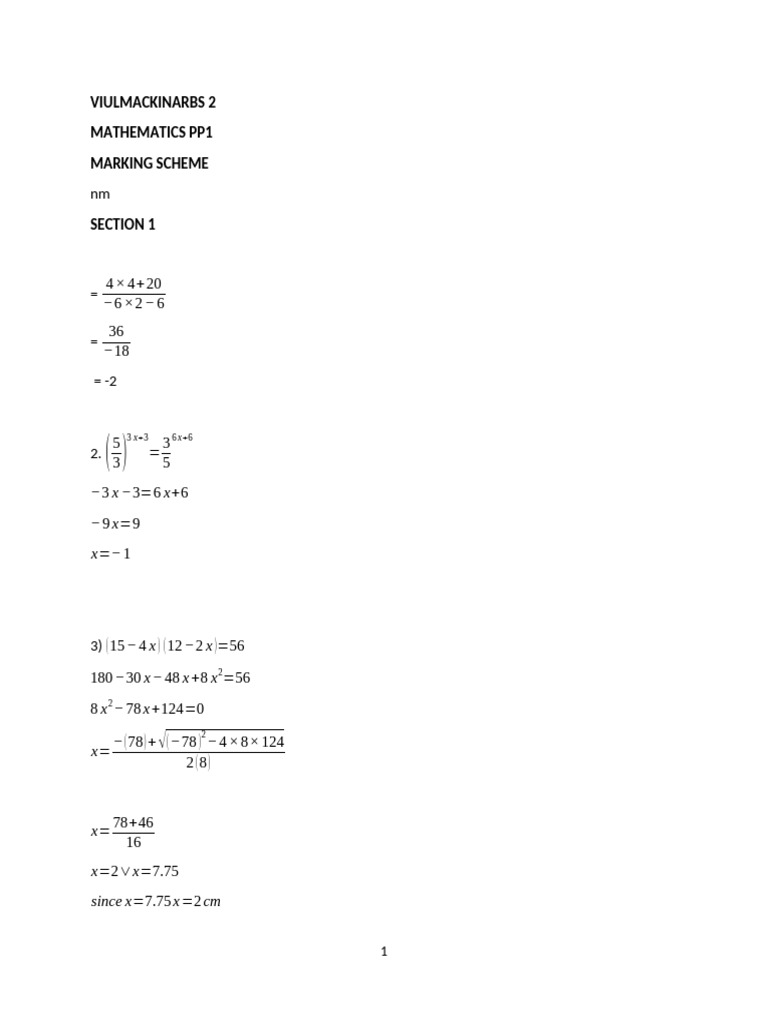 Mathematics Marking Scheme Analysis | PDF