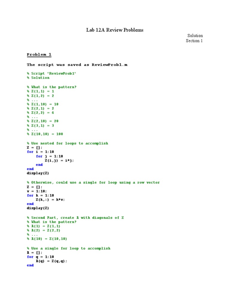 EGR 102 Lab 12A Review Solutions | PDF | Mathematical Problem Solving ...