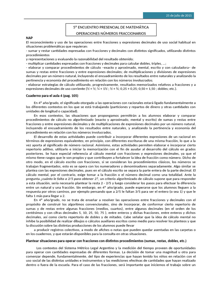 Operaciones Con Fracciones 4 | PDF | Decimal | Número racional