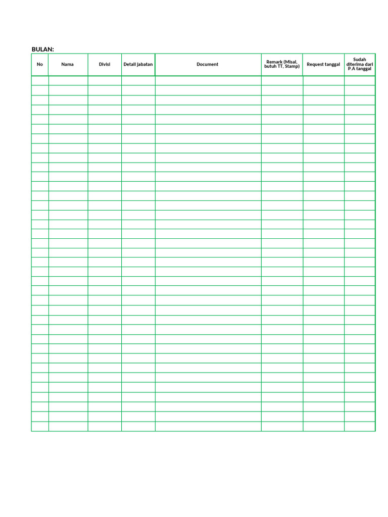 Form Request Dokumen Log Book | PDF