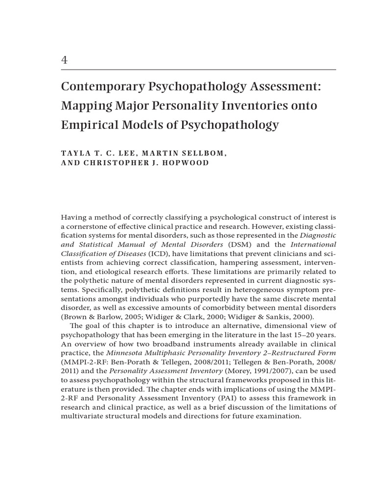 Dimensional Models of Psychopathology | PDF | Mental Disorder ...