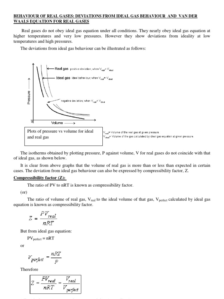 Behaviour of Real Gases | PDF | Gases | Mathematical Physics