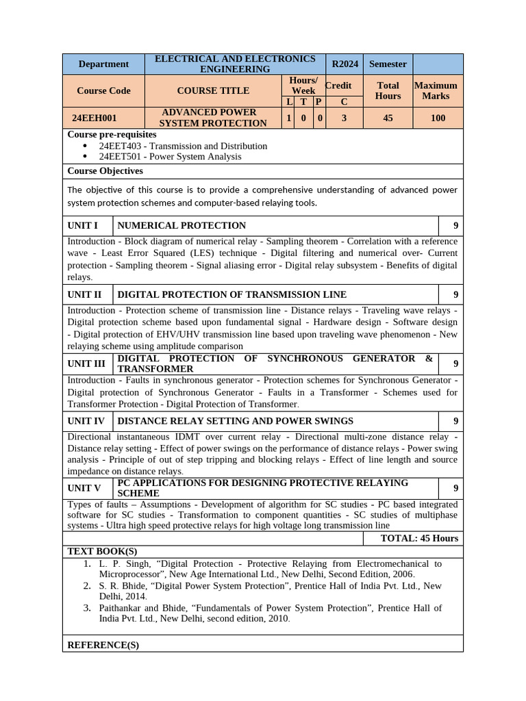 Advanced Power System Protection Course | PDF | Transmission Line ...