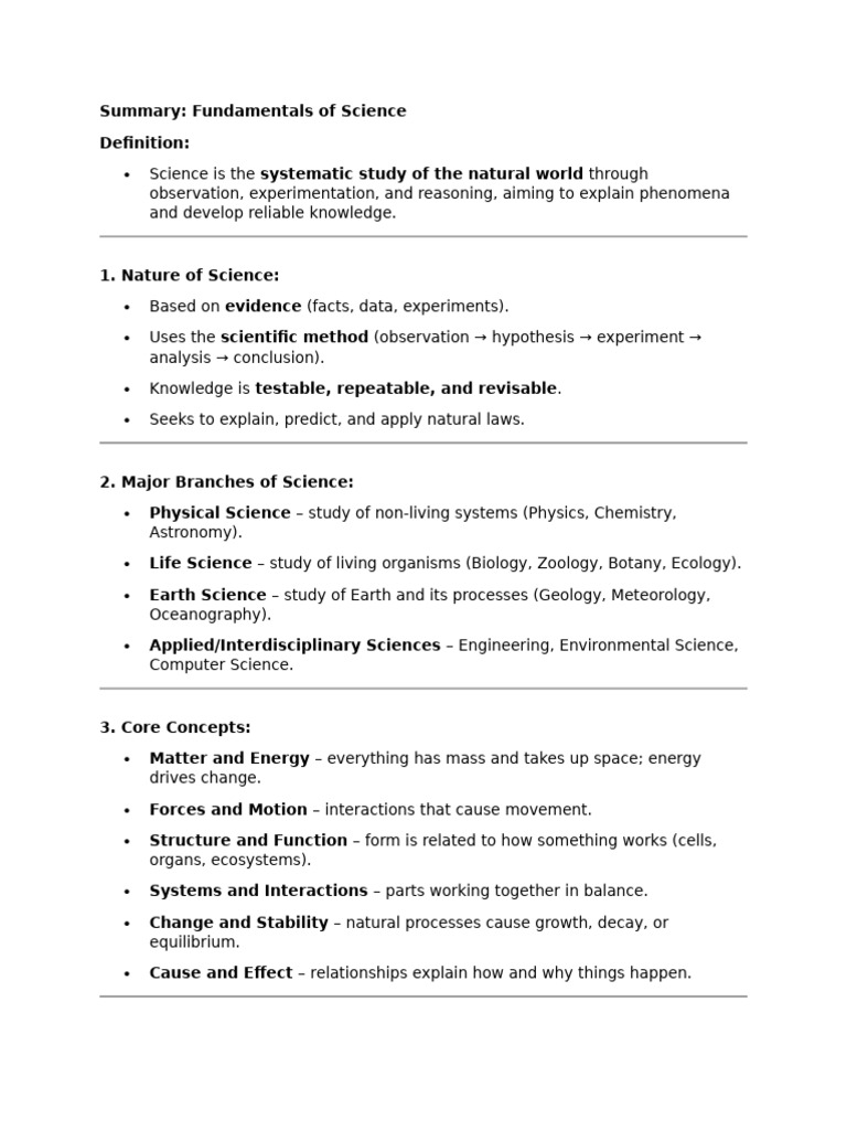 Overview of Science Fundamentals | PDF
