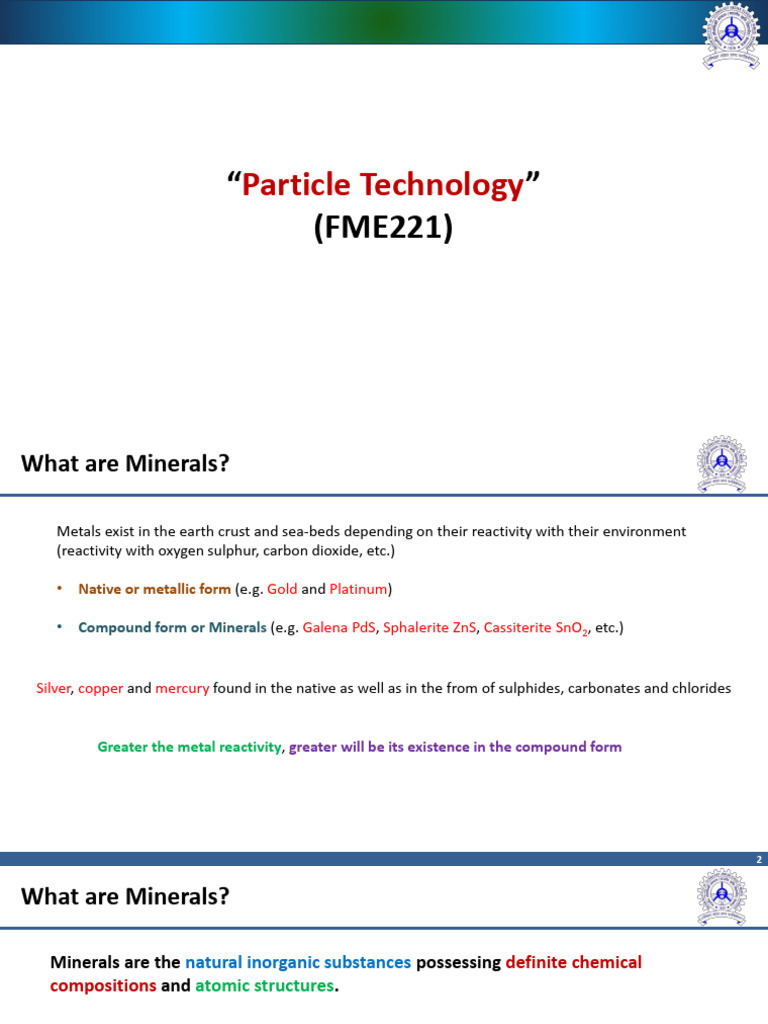 Introduction To Mineral Processing | PDF | Ore | Minerals