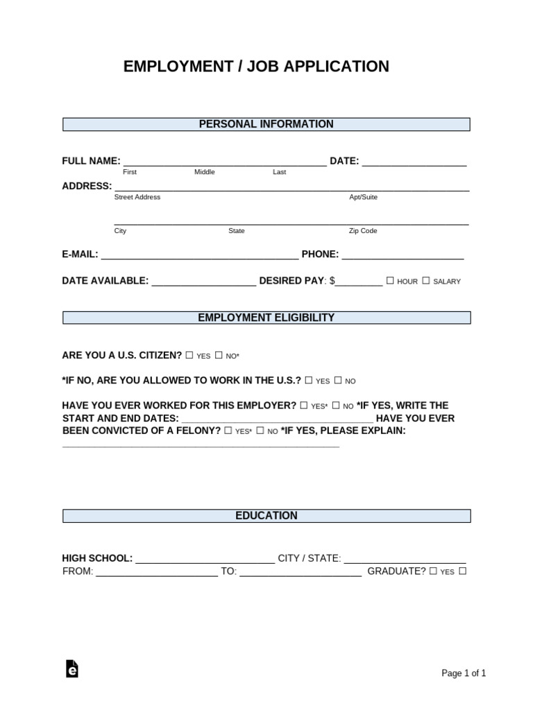 Employment Job Application 1 | PDF