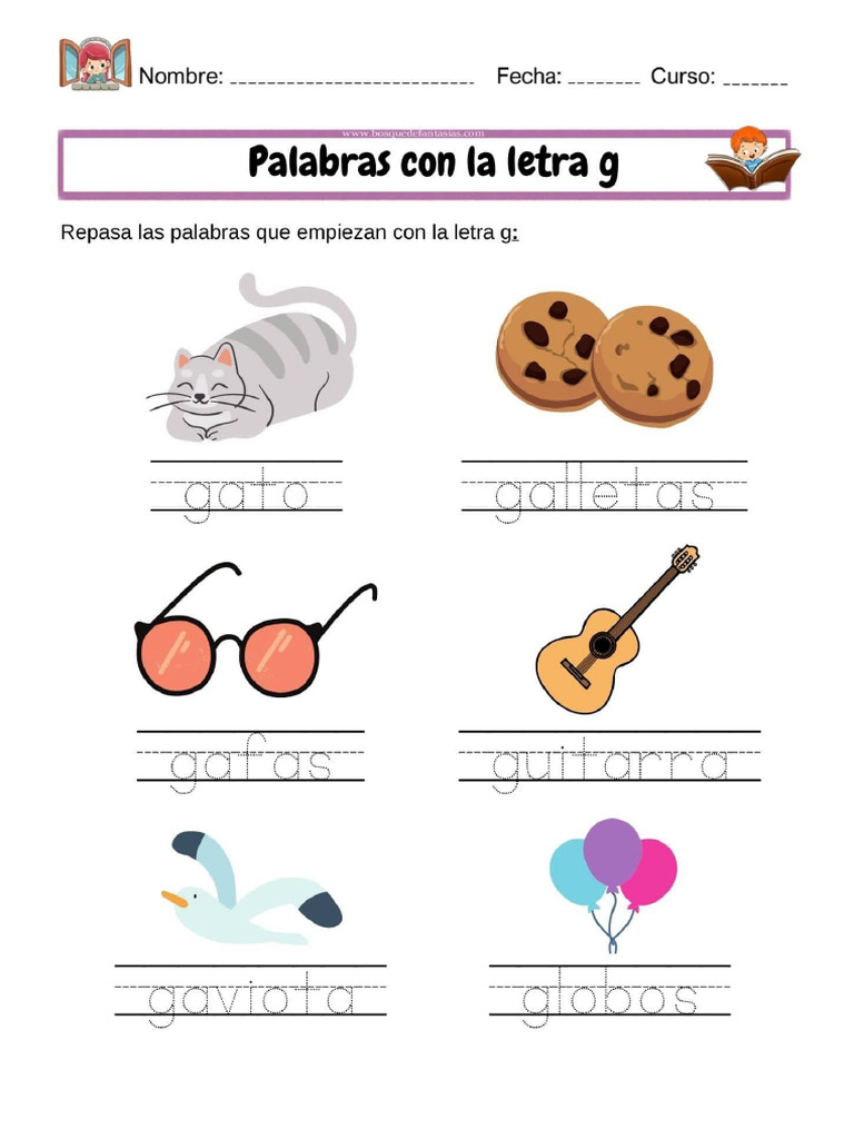 Actividad de La G Palabras Repasar. | PDF
