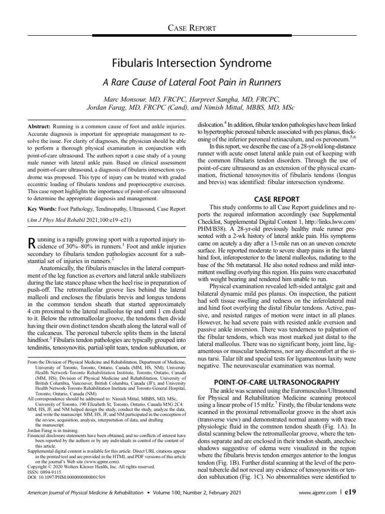 Fibularis Intersection Syndrome in Runners | PDF | Ankle | Foot