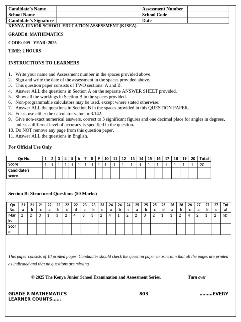 Grade 8 Mathematics Term 3 Opener | PDF | Area | Angle