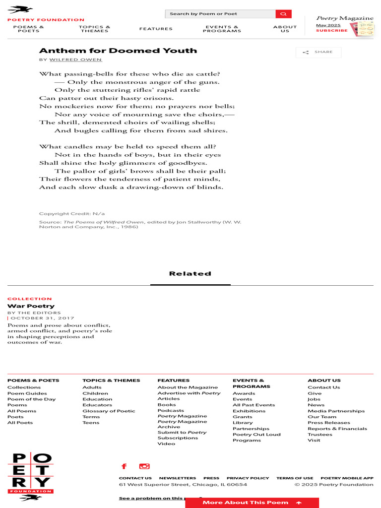 Anthem for Doomed Youth Analysis | PDF | Poetry