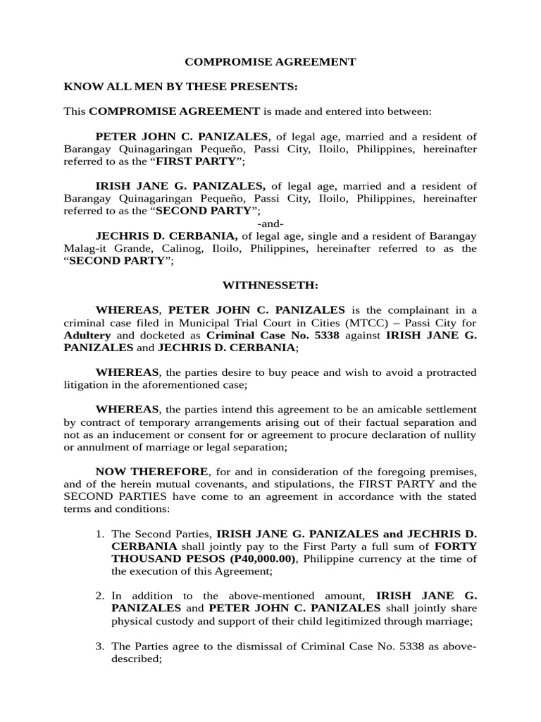 Compromise Agreement Affidavit of Desistance | PDF | Justice | Crime ...
