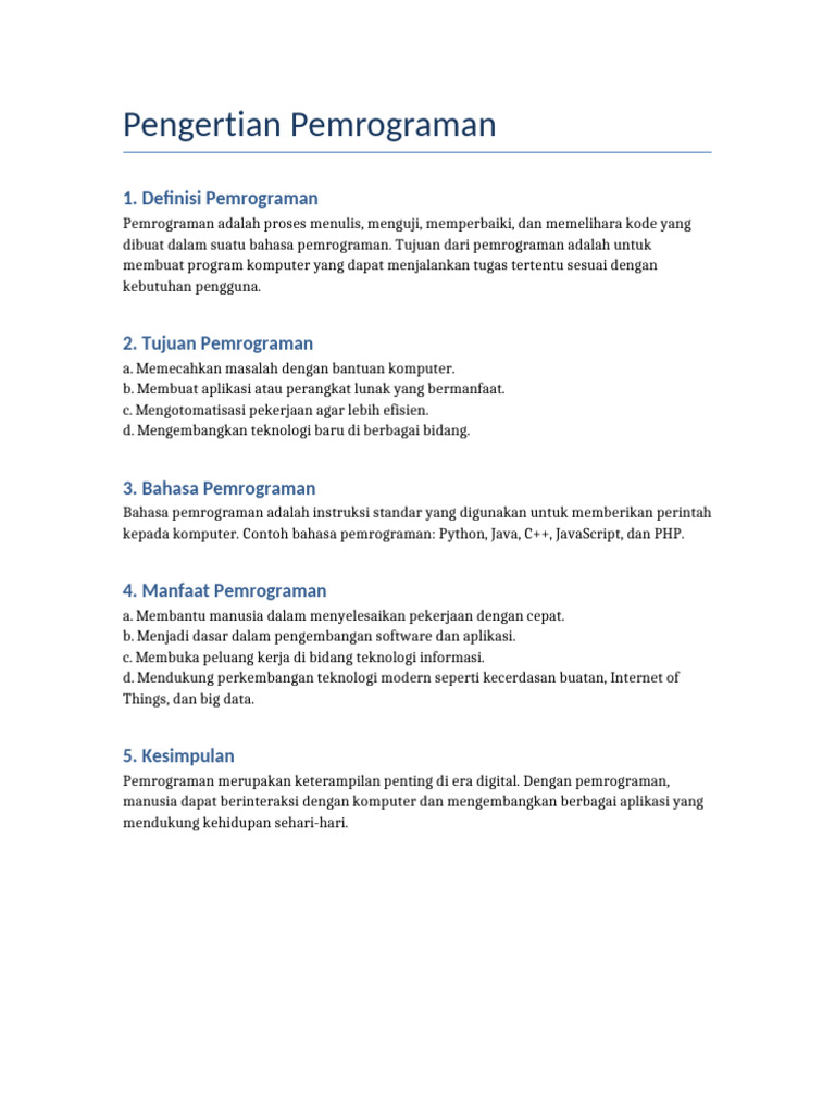 Pengertian Pemrograman | PDF