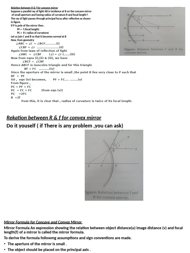 Mirror Formula F5bba9d1 67fc 4c77 b7f1 2415d6c96f52 | PDF | Optics | Light