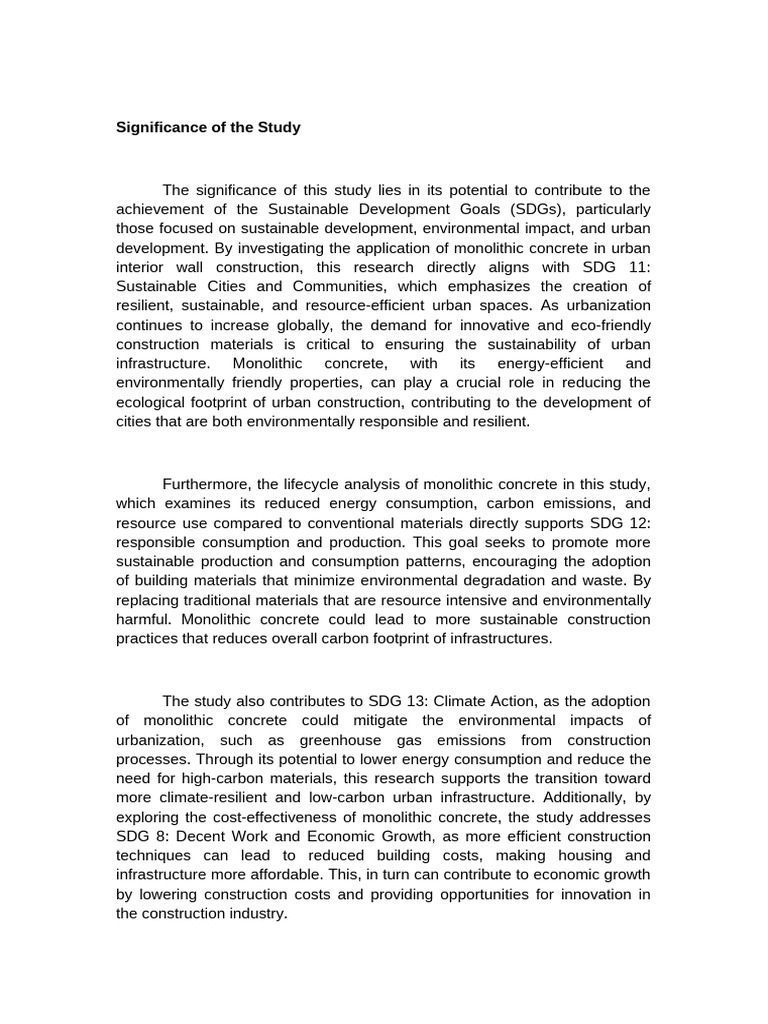 Significance of The Study | PDF | Sustainability | Infrastructure