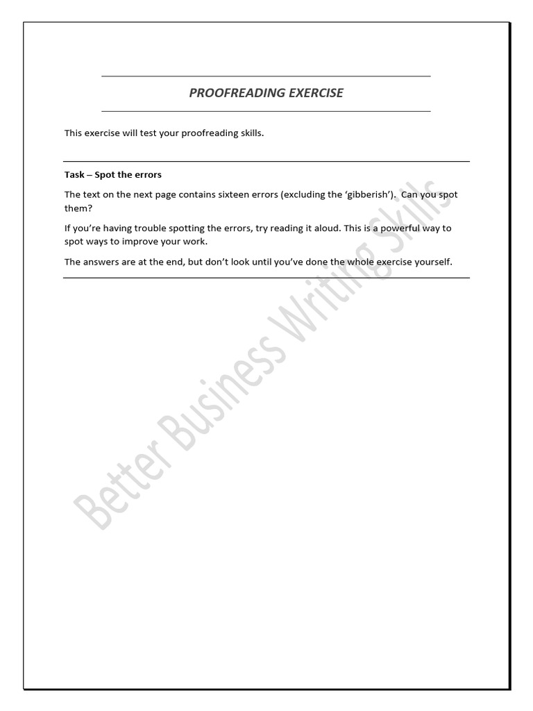 Proofreading Skills Exercise: Find Errors | PDF | Proofreading