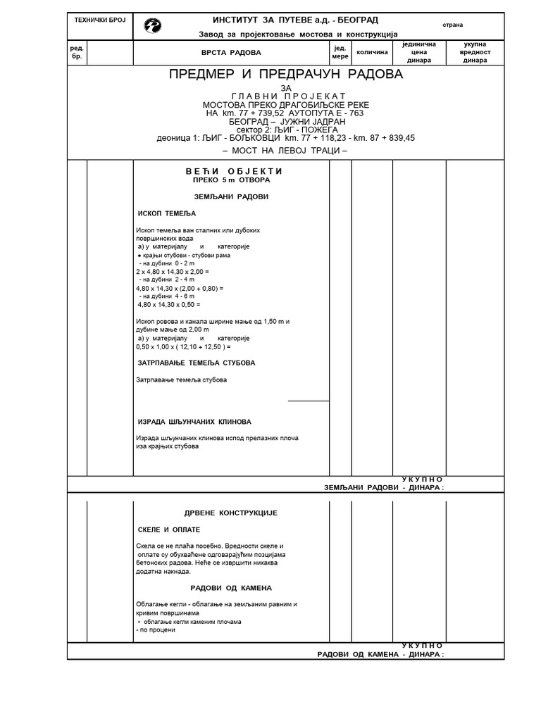03 - Predmer I Predracun Radova - 77+739 | PDF
