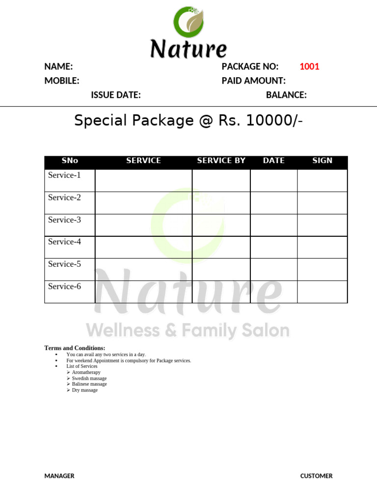 Special Massage Package Details | PDF