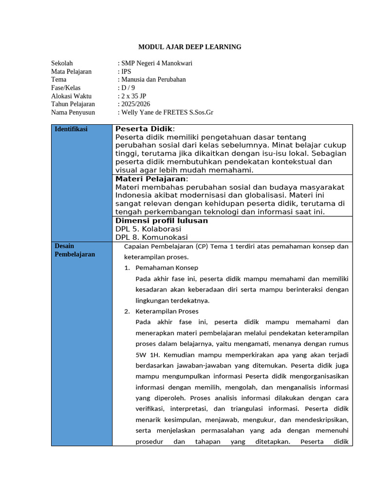 Template Modul Ajar Deep Learning | PDF