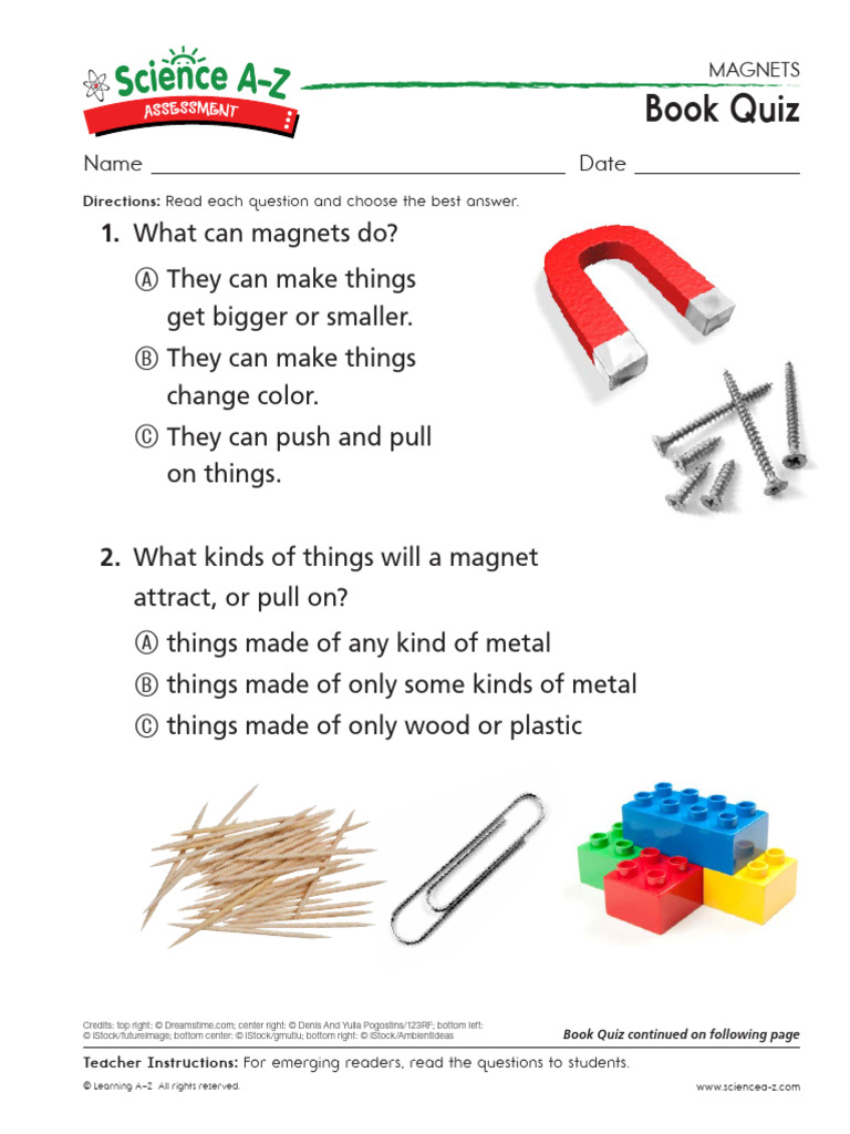 Magnet Quiz for Young Readers | PDF