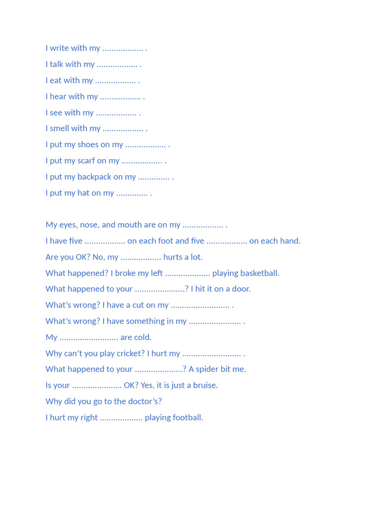 Body Parts and Common Injuries | PDF