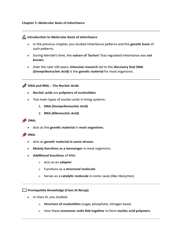 Molecular Basis of Inheritance Explained | PDF | Gene | Directionality ...
