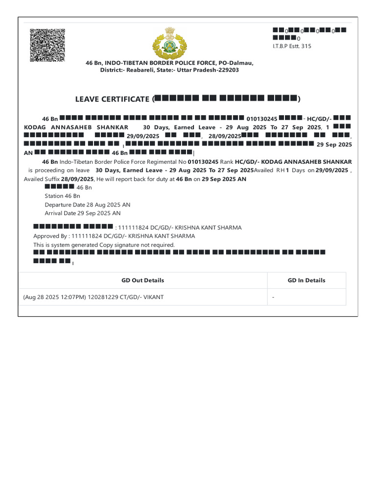 Leave Certificate | PDF