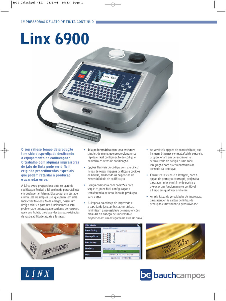 Impressora Linx 6900: Codificação Eficiente | PDF | Impressora ...