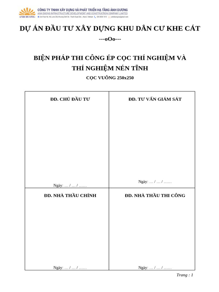 TM BPTC Cọc Thí Nghiệm Và Nén Tĩnh | PDF