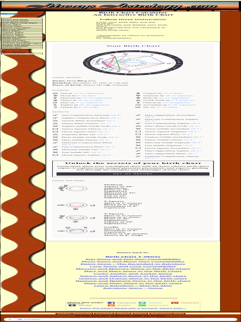 Birth Chart Calculator - An Interactive Birth Chart Wheel | PDF ...