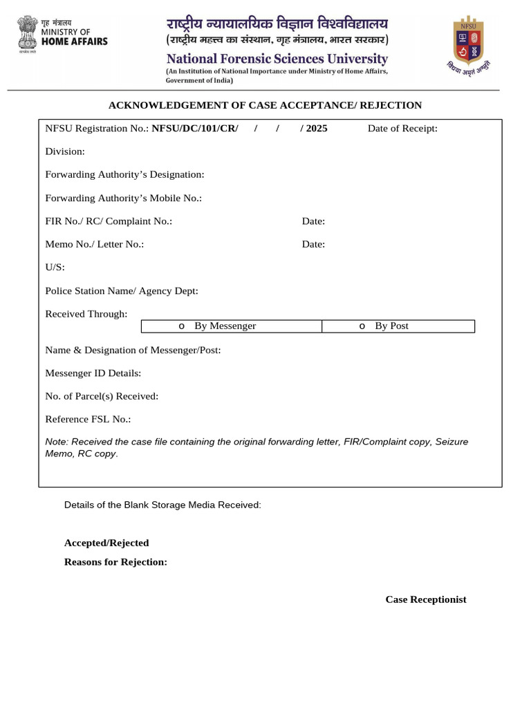 Final Acknowledgement of Case Acceptance | PDF