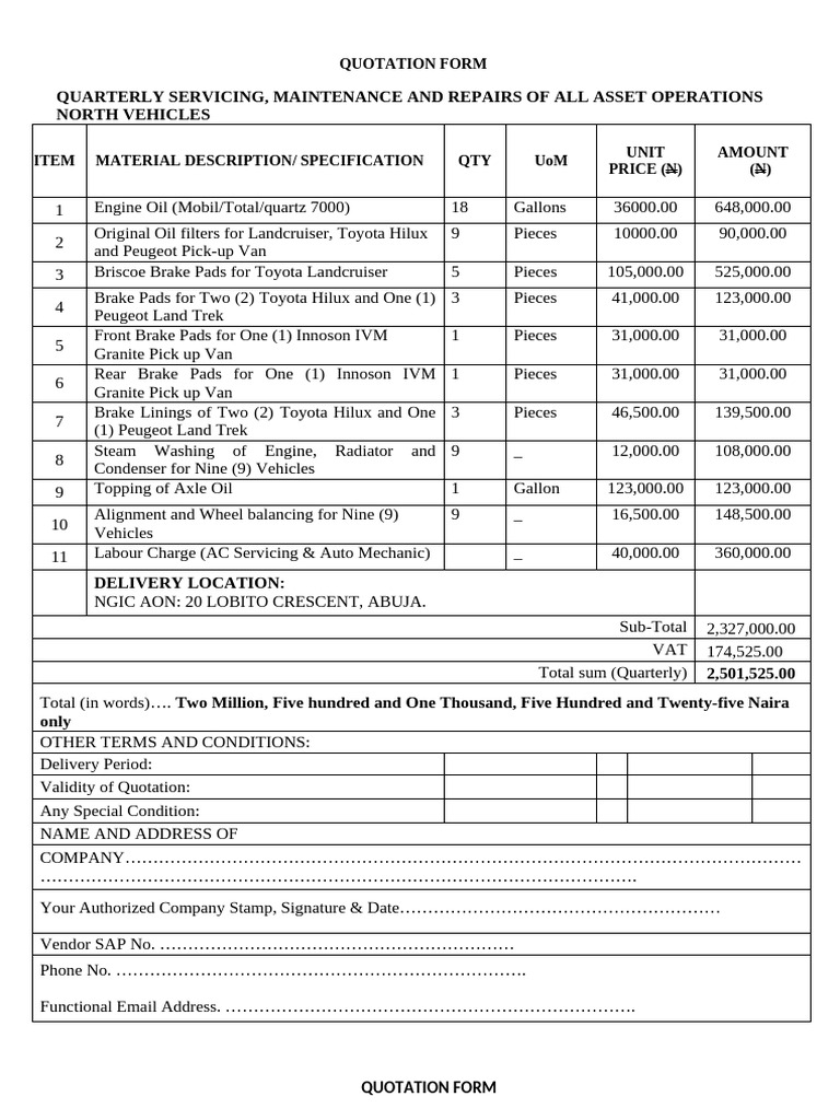 Car Repair Quotation Summary | PDF | Brake | Toyota