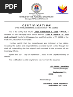 Barangay Clearance Certification Sample | PDF