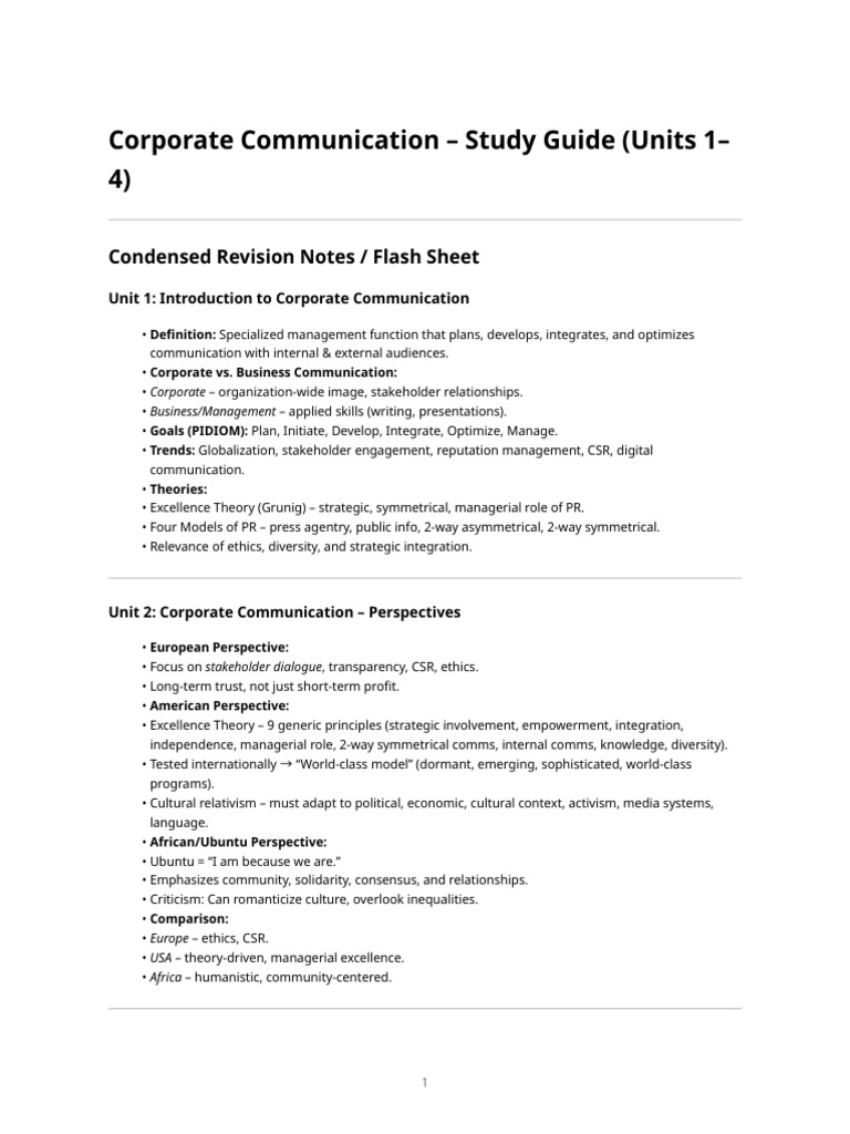 Corporate Comm Study | PDF | Communication | Rhetoric