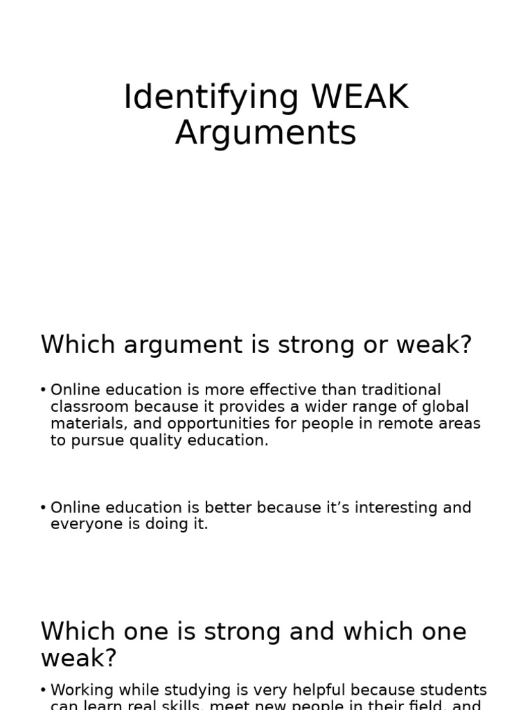 Identifying Weak Arguments | PDF